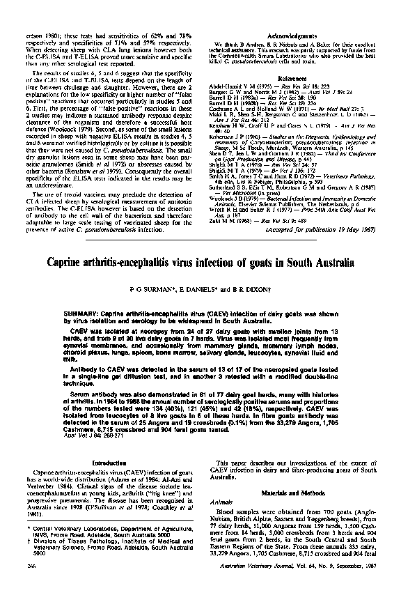 (PDF) Caprine arthritis-encephalitis virus infection of goats in South ...