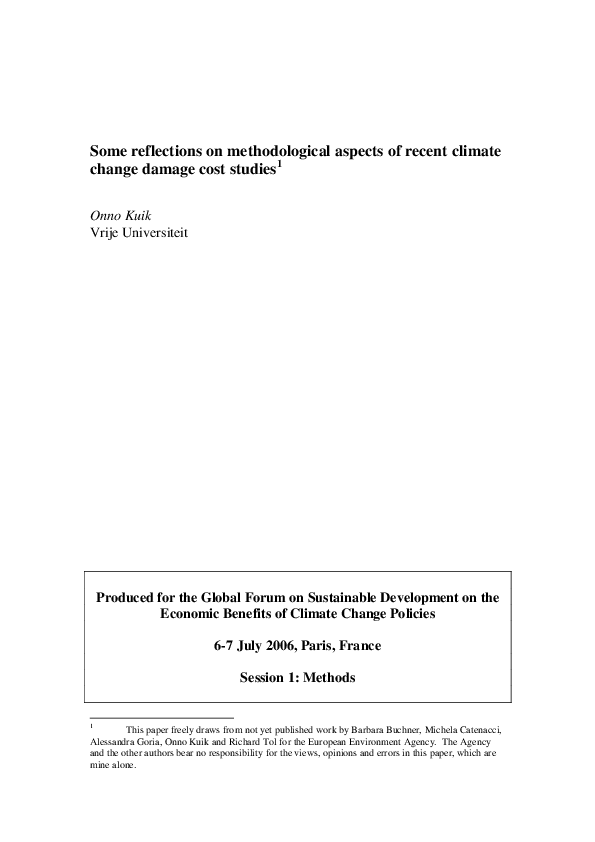 (PDF) Some reflections on methodological aspects of recent climate ...