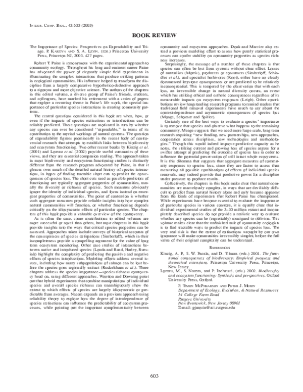 (PDF) The Importance of Species: Perspectives on Expendability and Triage