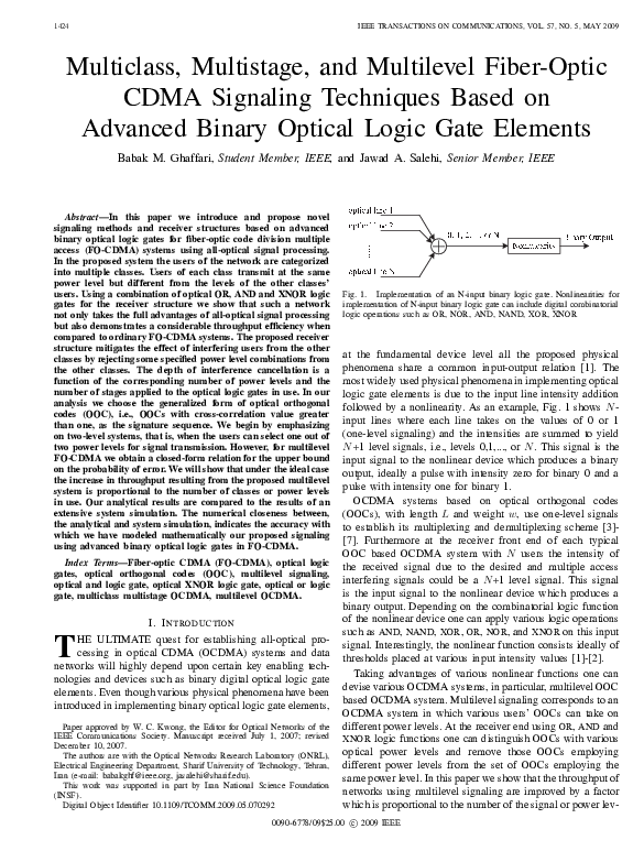 Pdf Code Division Multiple Access Techniques In Optical Fiber Networks Part Iii Optical And