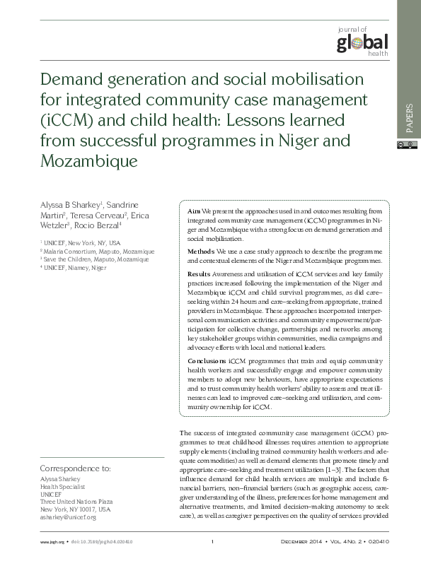 (PDF) Demand generation and social mobilisation for integrated ...