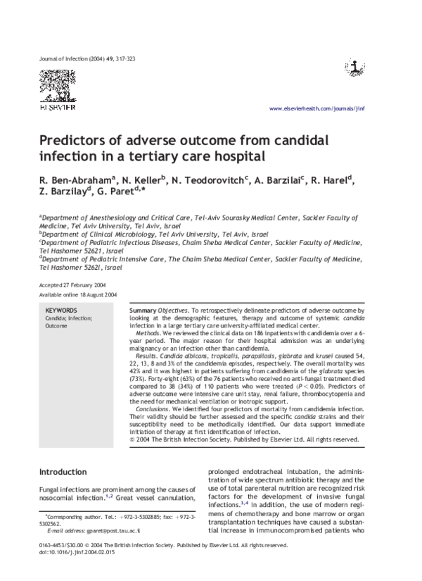 (PDF) Study of risk factors and prevalence of invasive candidiasis in a tertiary care hospital ...