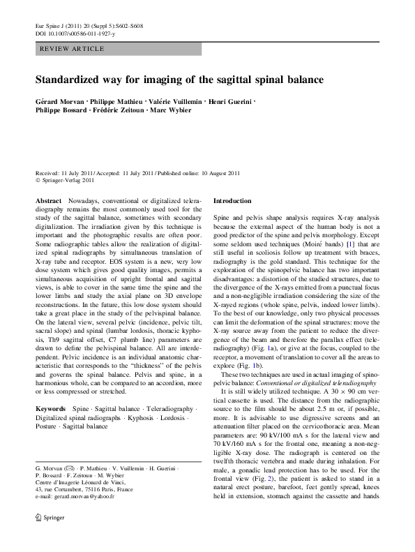 (PDF) Standardized way for imaging of the sagittal spinal balance