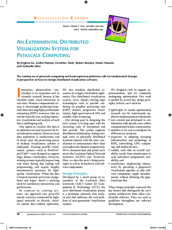 (PDF) An Experimental Distributed Visualization System for Petascale Computing