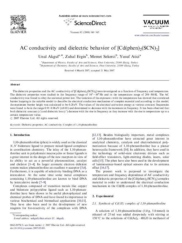 (PDF) AC conductivity and dielectric behavior of