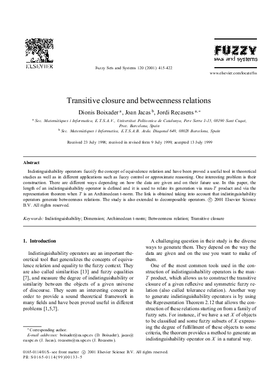 (PDF) Transitive closure and betweenness relations