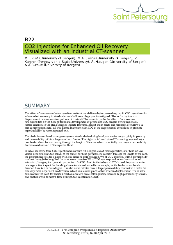 (PDF) CO2 injections for enhanced oil recovery visualized with an ...