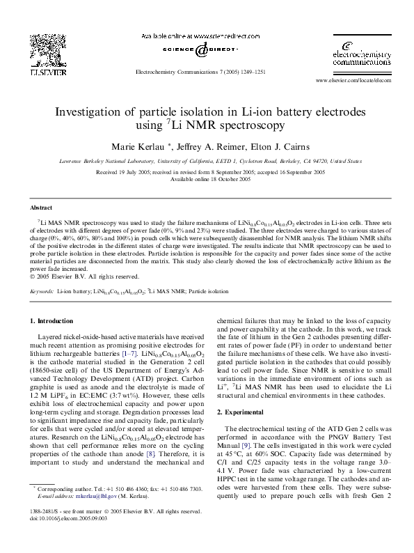 (PDF) Investigation of particle isolation in Li-ion battery electrodes ...