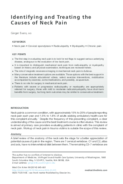 (PDF) Identifying and Treating the Causes of Neck Pain