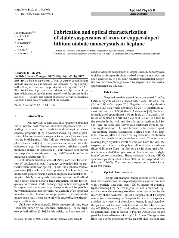(PDF) Preparation of lithium niobate nanoparticles by high energy ball ...