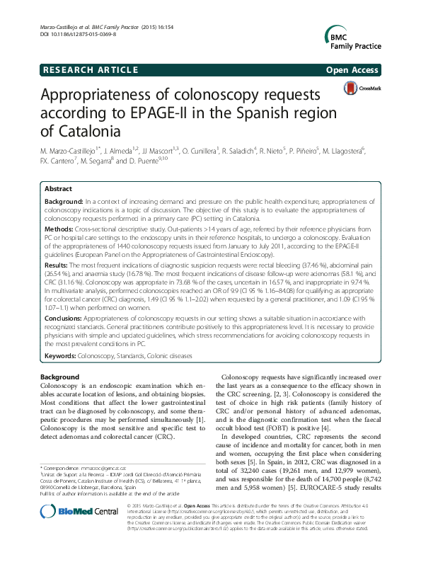 (PDF) Appropriateness of colonoscopy requests according to EPAGE-II in ...