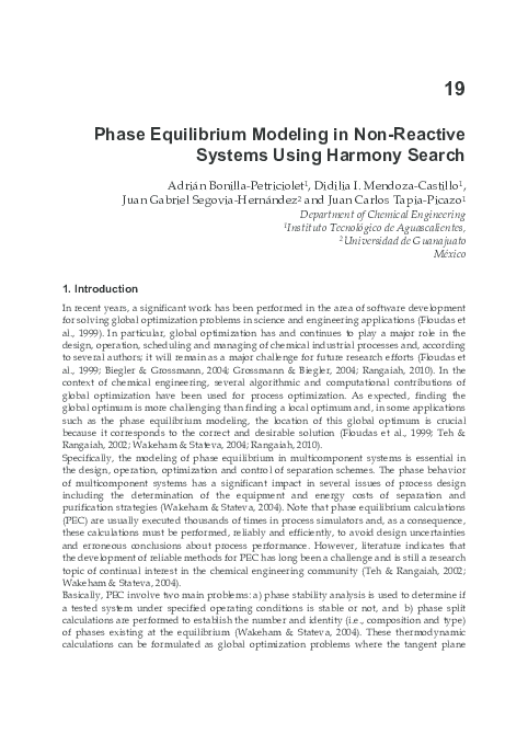 (PDF) Phase Equilibrium Modeling in Non-Reactive Systems Using Harmony ...
