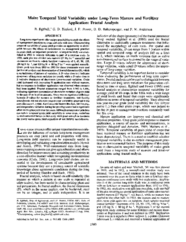 (PDF) Maize Temporal Yield Variability under Long-Term Manure and ...
