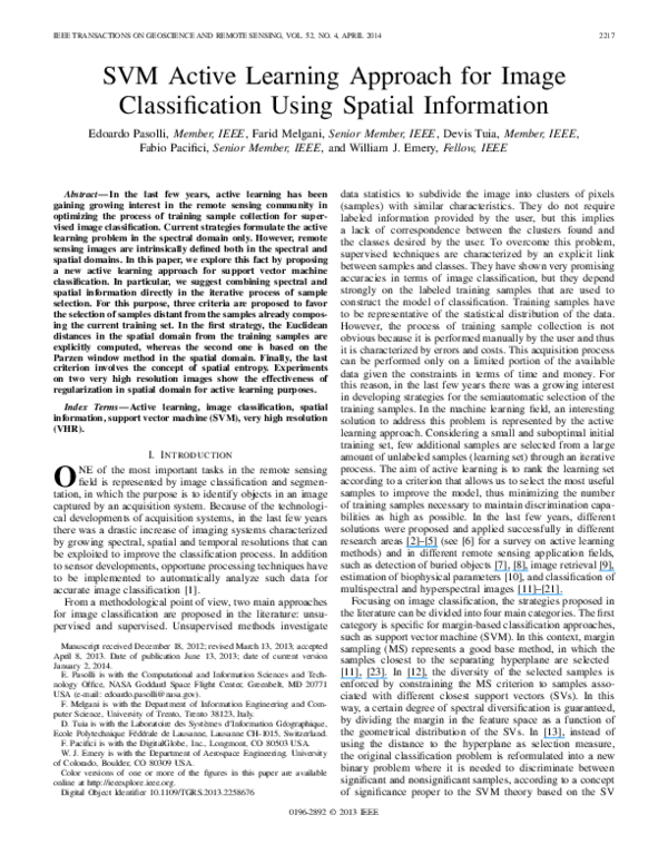 Pdf Improving Active Learning Methods Using Spatial Information William Emery