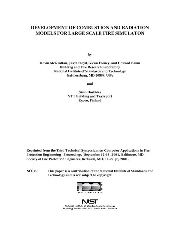 (PDF) Development of combustion and radiation models for large scale ...