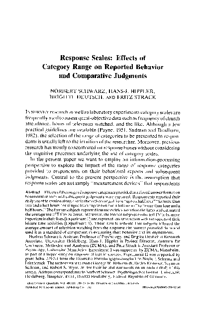 (PDF) Response Scales: Effects of Category Range on Reported Behavior and Comparative Judgments