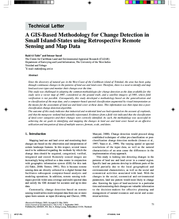 (PDF) A GIS-based Methodology for Change Detection in Small Island ...