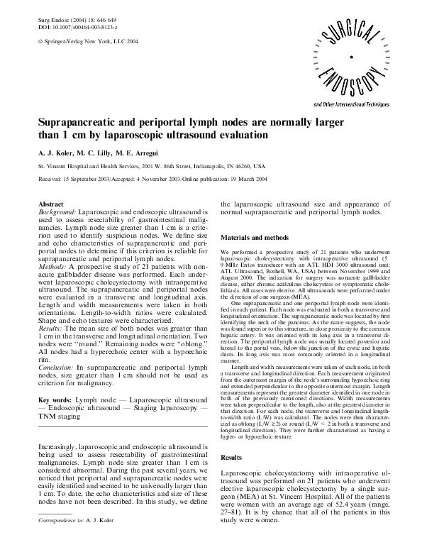 (PDF) Suprapancreatic and periportal lymph nodes are normally larger ...