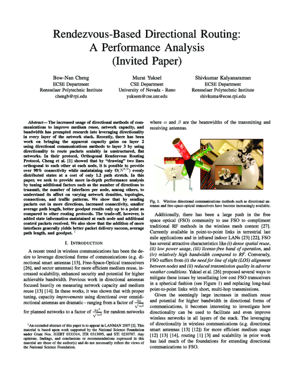 Pdf Rendezvous Based Directional Routing A Performance Analysis 