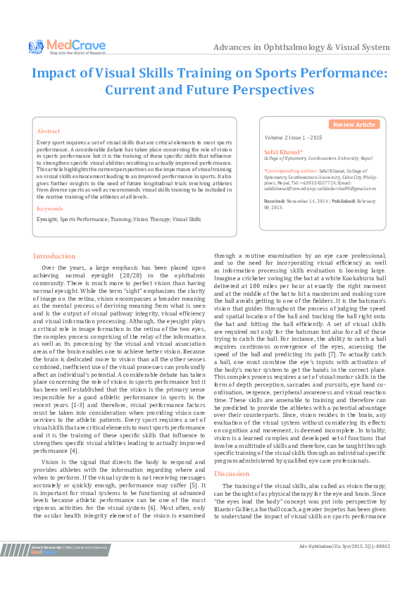 (PDF) Impact of Visual Skills Training on Sports Performance: Current ...