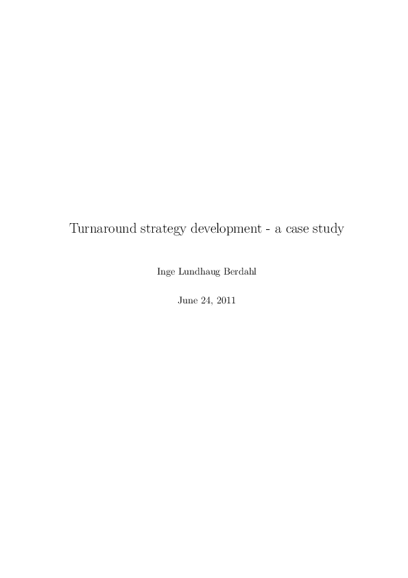 (PDF) Turnaround strategy development - A Case Study - Inge Lundhaug Berdahl