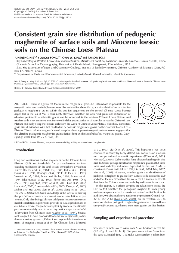 (PDF) Consistent grain size distribution of pedogenic maghemite of ...