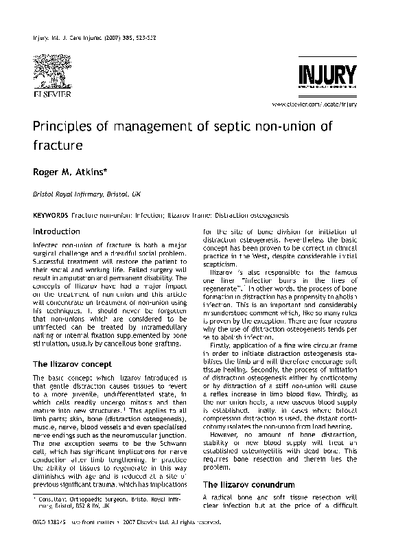 (PDF) Principles of management of septic non-union of fracture