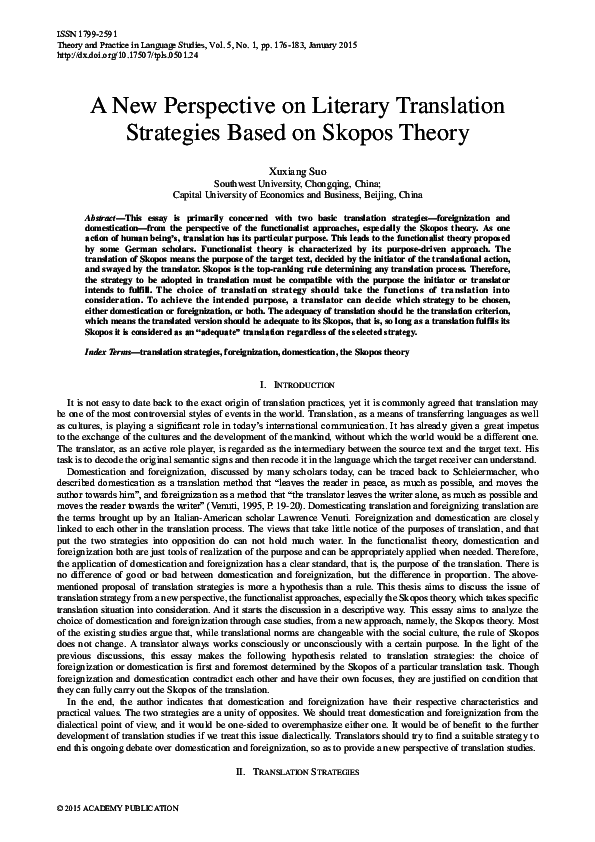 (PDF) A New Perspective on Literary Translation Strategies Based on ...
