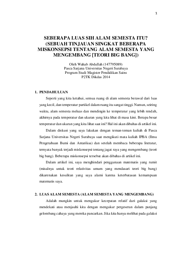 (PDF) SEBERAPA LUAS SIH ALAM SEMESTA ITU? (SEBUAH TINJAUAN SINGKAT ...