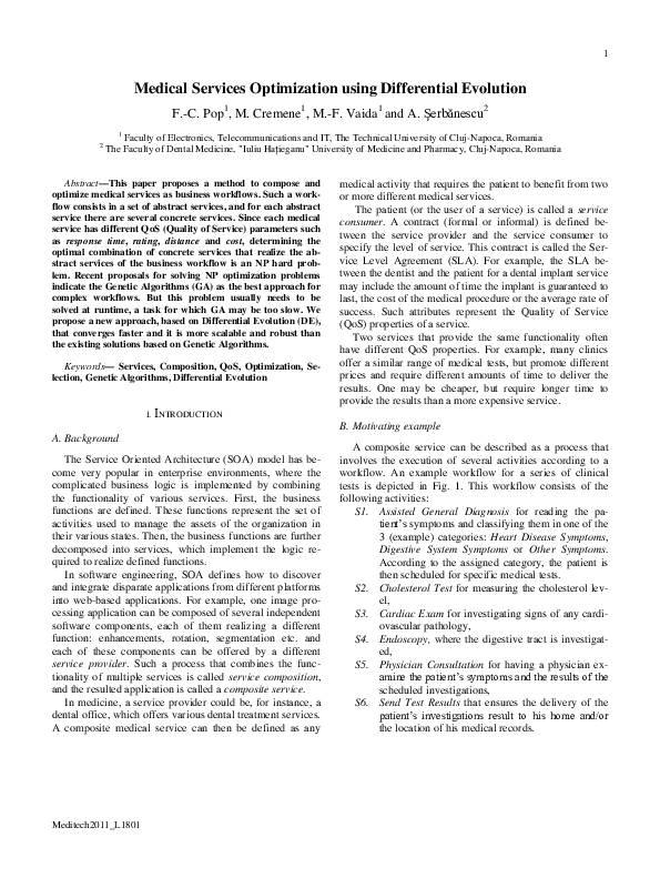 (PDF) Medical Services Optimization Using Differential Evolution