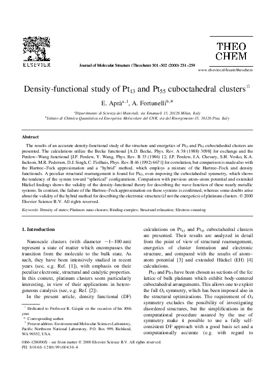 (PDF) Density-functional study of Pt-13 and Pt-55 cuboctahedral clusters