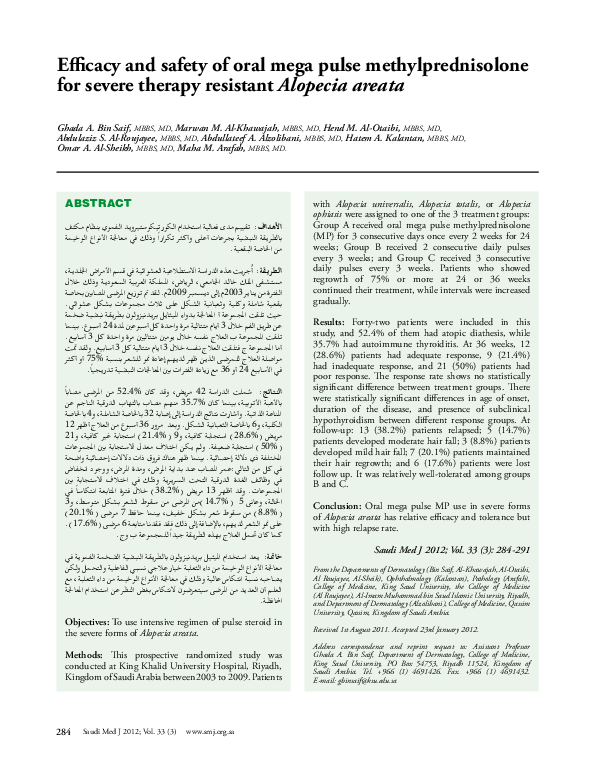 (PDF) Efficacy and safety of oral mega pulse methylprednisolone for ...