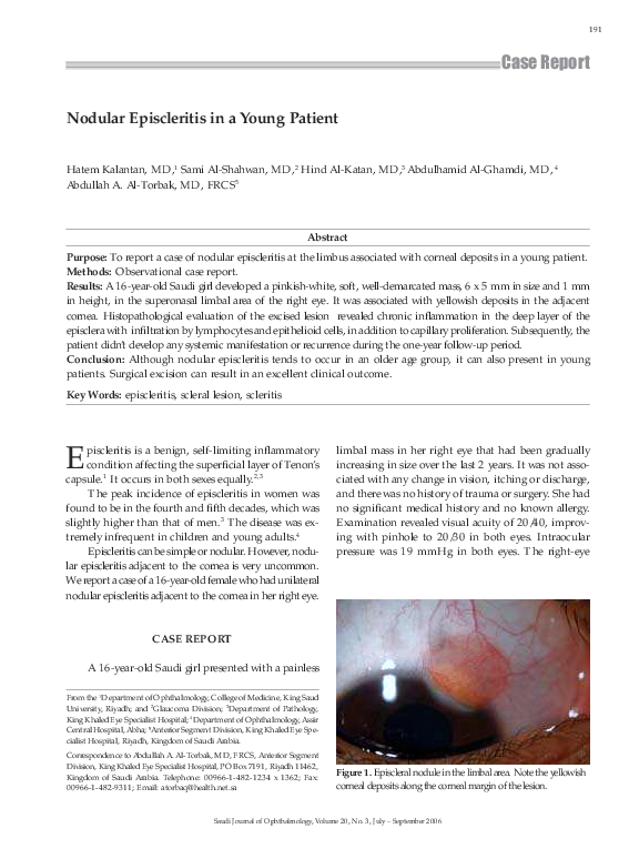 (PDF) Nodular episcleritis in a young patient