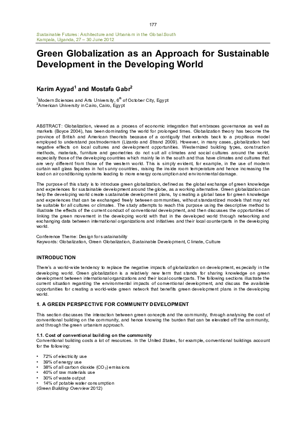 (PDF) Green Globalization as an Approach for Sustainable Development in ...