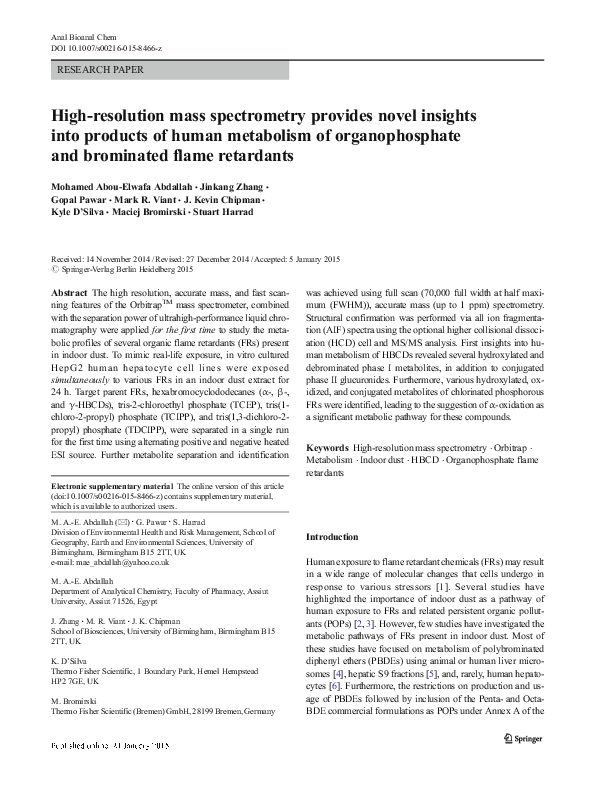 (PDF) High-resolution mass spectrometry provides novel insights into ...