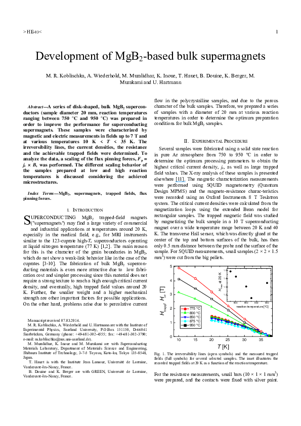 (PDF) Microstructure and magnetic properties of bulk MgB2 samples