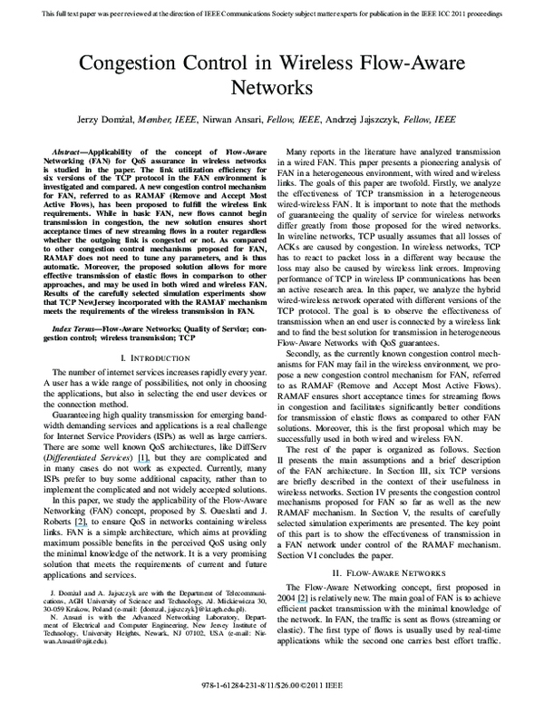 (PDF) Congestion Control in Wireless Flow-Aware Networks