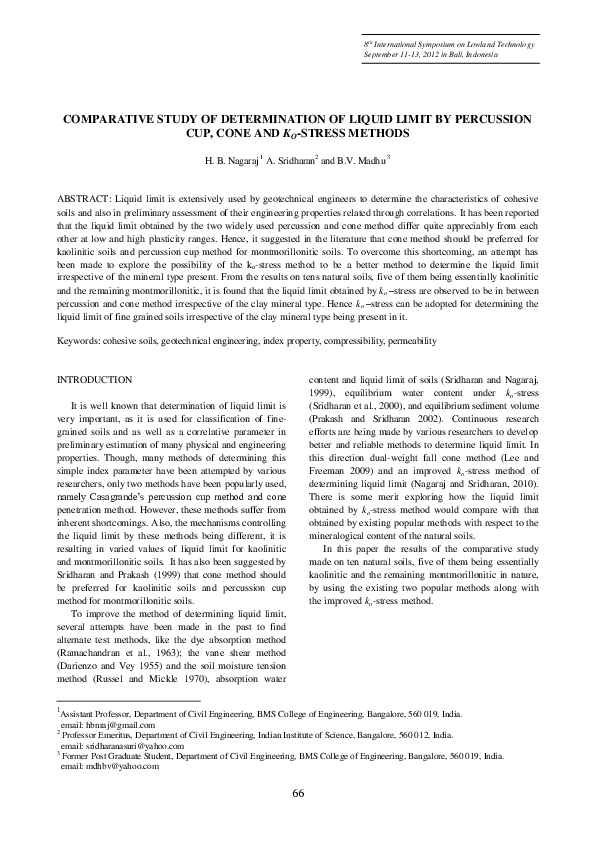 (PDF) COMPARATIVE STUDY OF DETERMINATION OF LIQUID LIMIT BY PERCUSSION ...