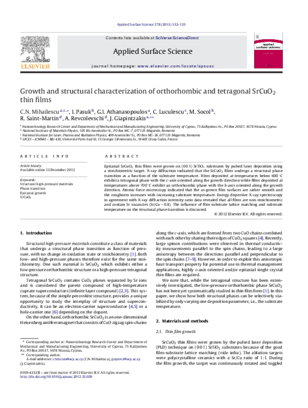 (PDF) Growth and structural characterization of orthorhombic and ...