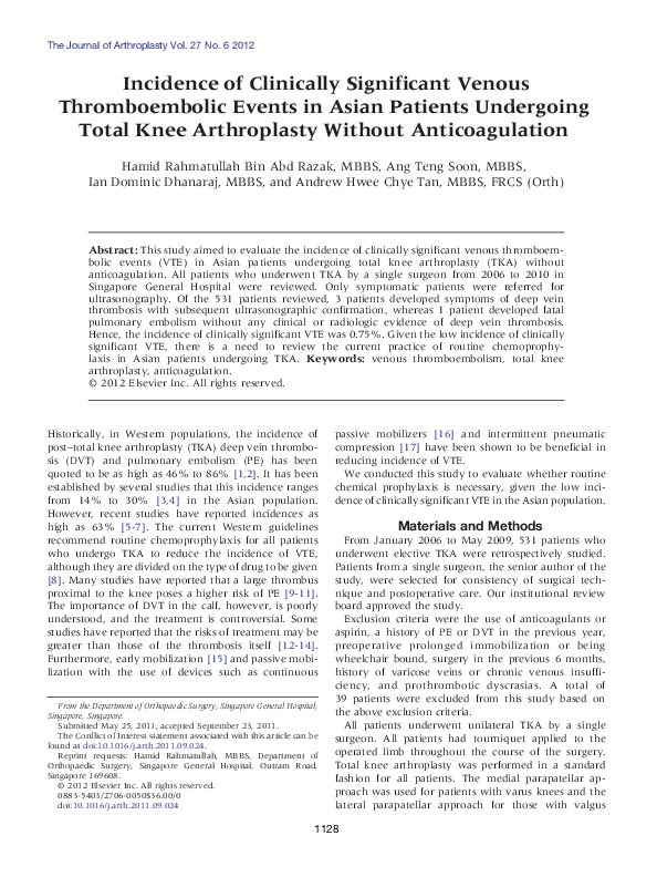(PDF) Anticoagulation therapy for postoperative deep vein thrombosis ...