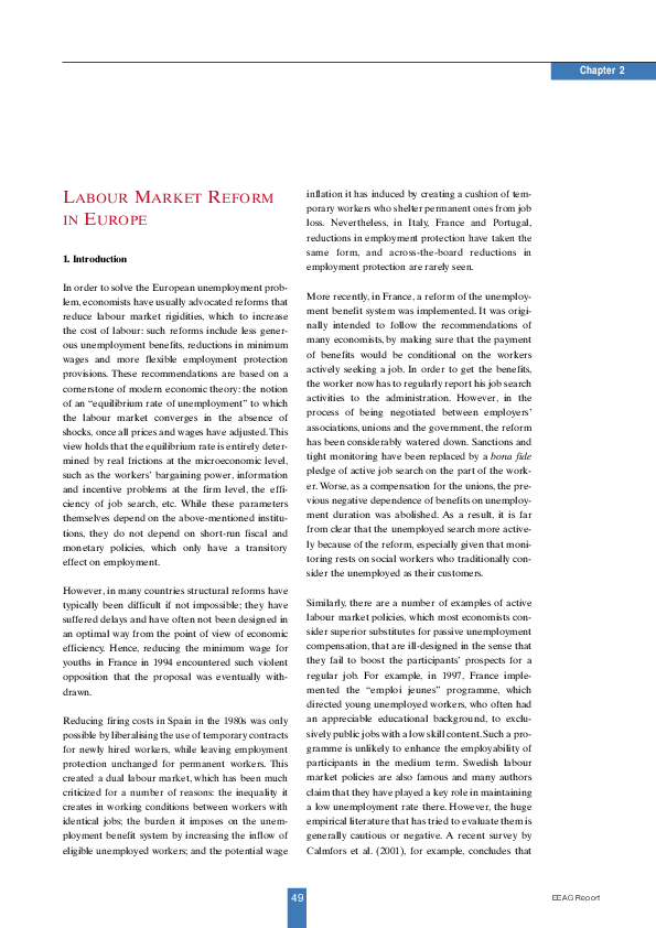 (PDF) Labour Market Reform in Europe