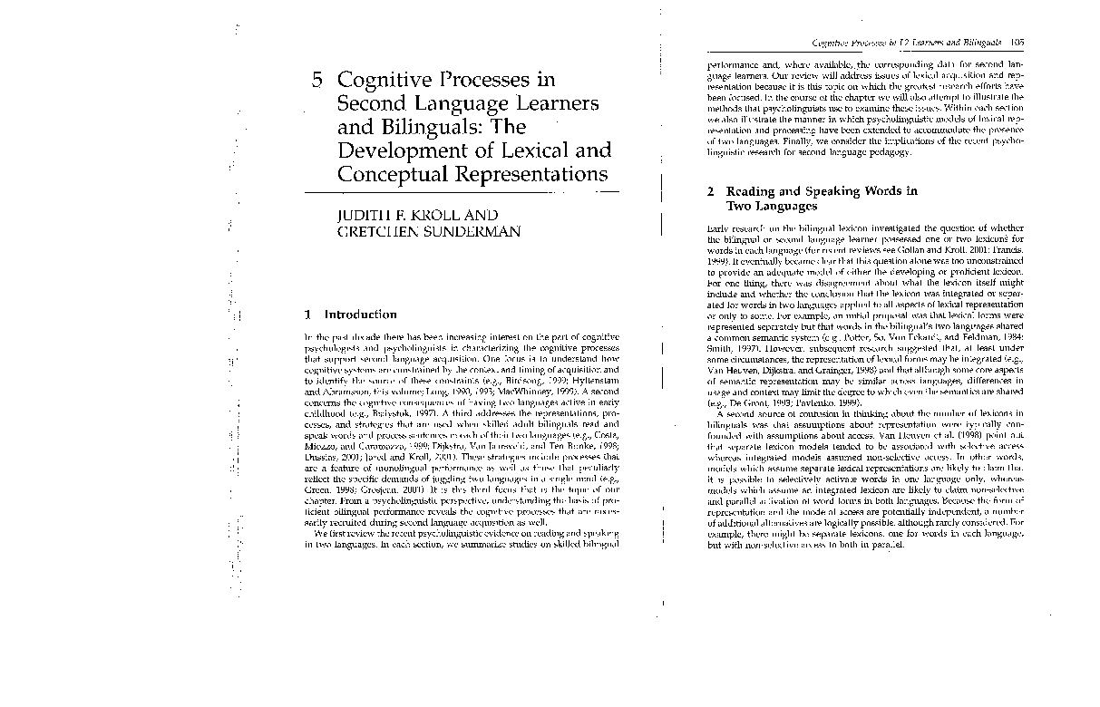 (PDF) Cognitive Processes in Second Language Learners and Bilinguals: The Development of Lexical ...