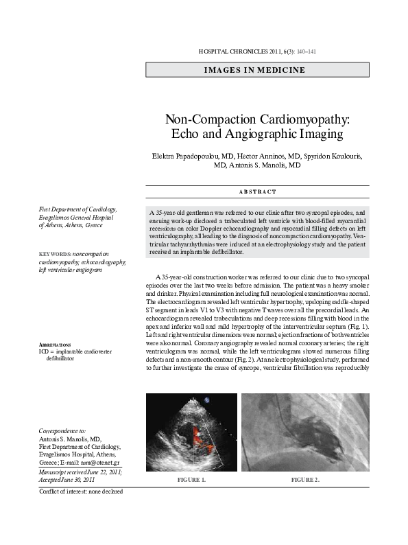 (PDF) Non-Compaction Cardiomyopathy: Echo and Angiographic Imaging ...