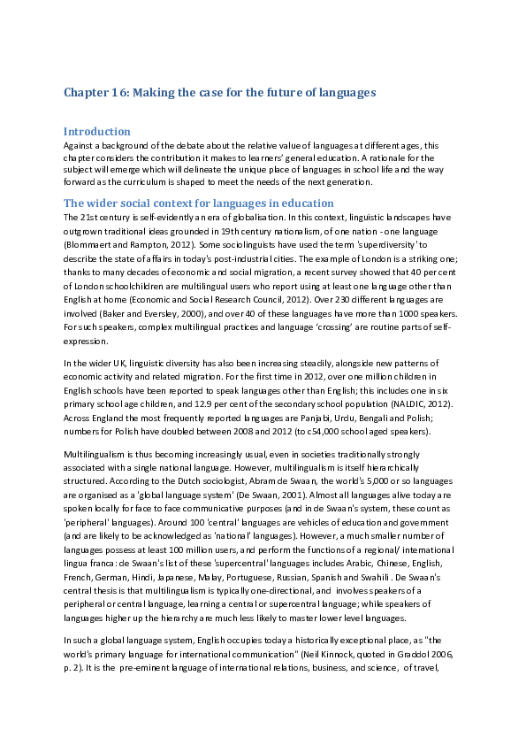 one global language in the future