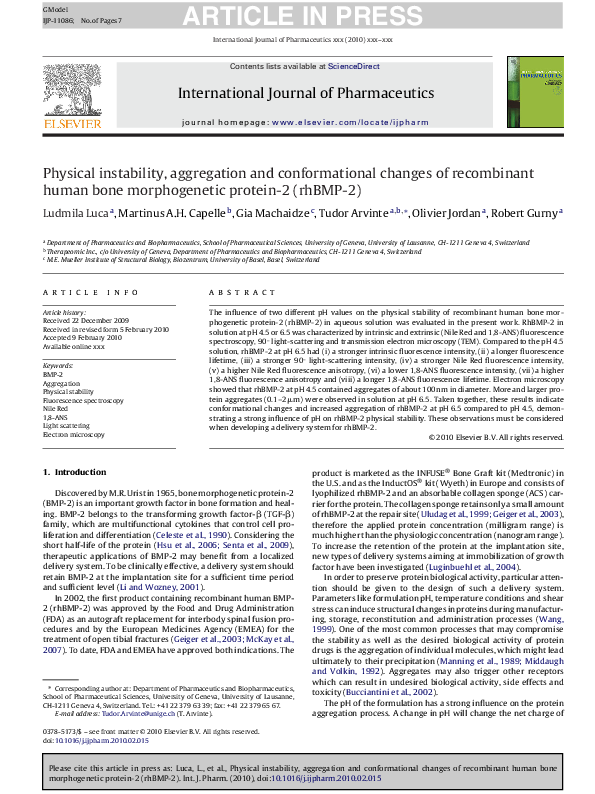 Physical instability, aggregation and conformational changes of ...