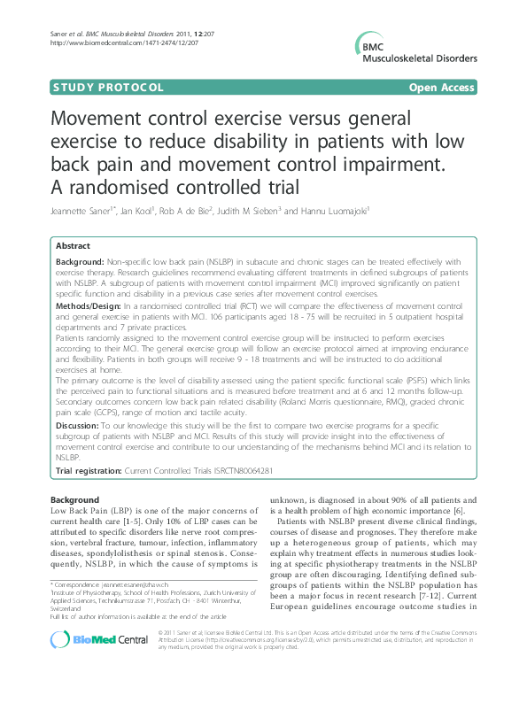 (PDF) Movement control exercise versus general exercise to reduce ...