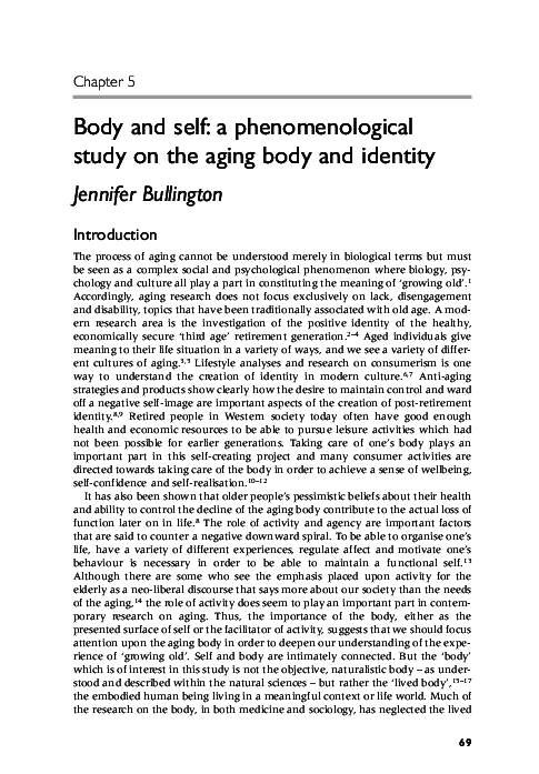 (PDF) Body and self: a phenomenological study on the ageing body and ...