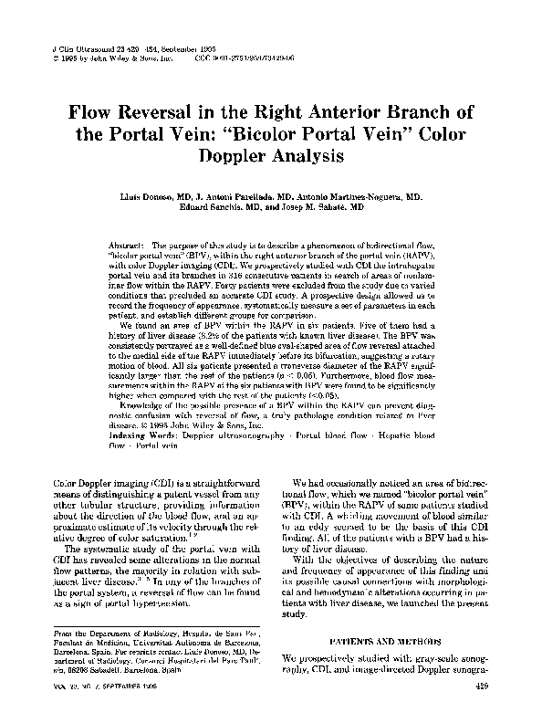 (PDF) Flow reversal in the right anterior branch of the portal vein ...