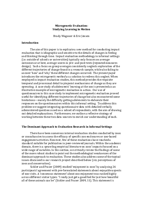 (PDF) Microgenetic evaluation: studying learning in motion