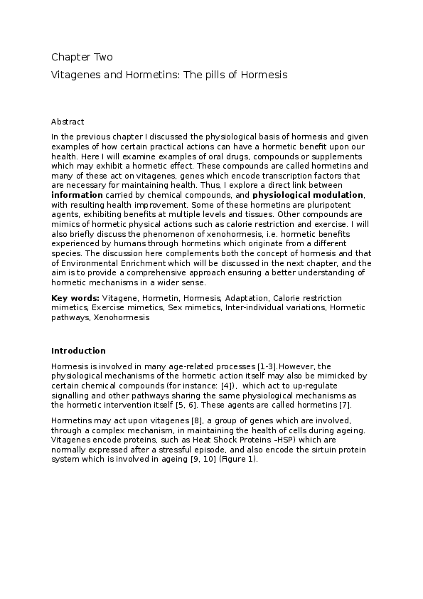 (DOC) Vitagenes and Hormetins: The pills of Hormesis